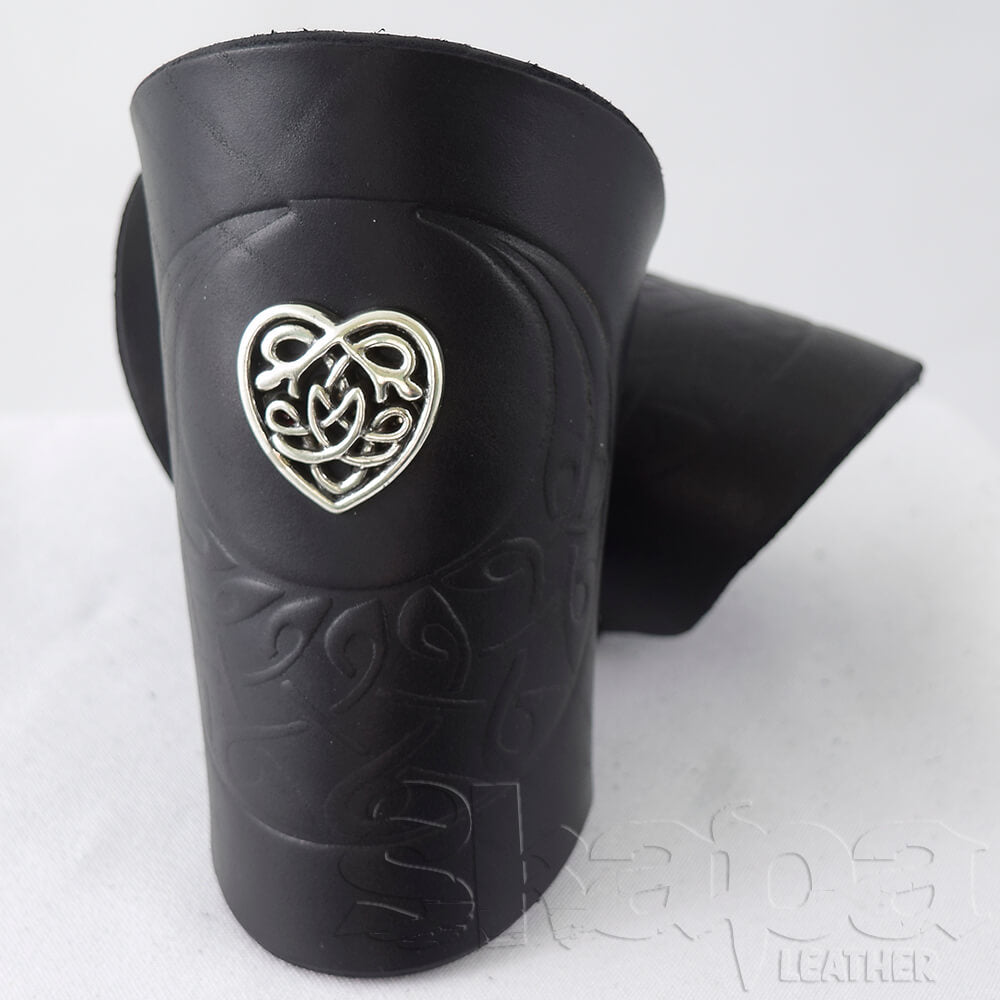 Medieval Ladies Leather Cuff | Countess’s Celtic Heart Bracer in Black ...