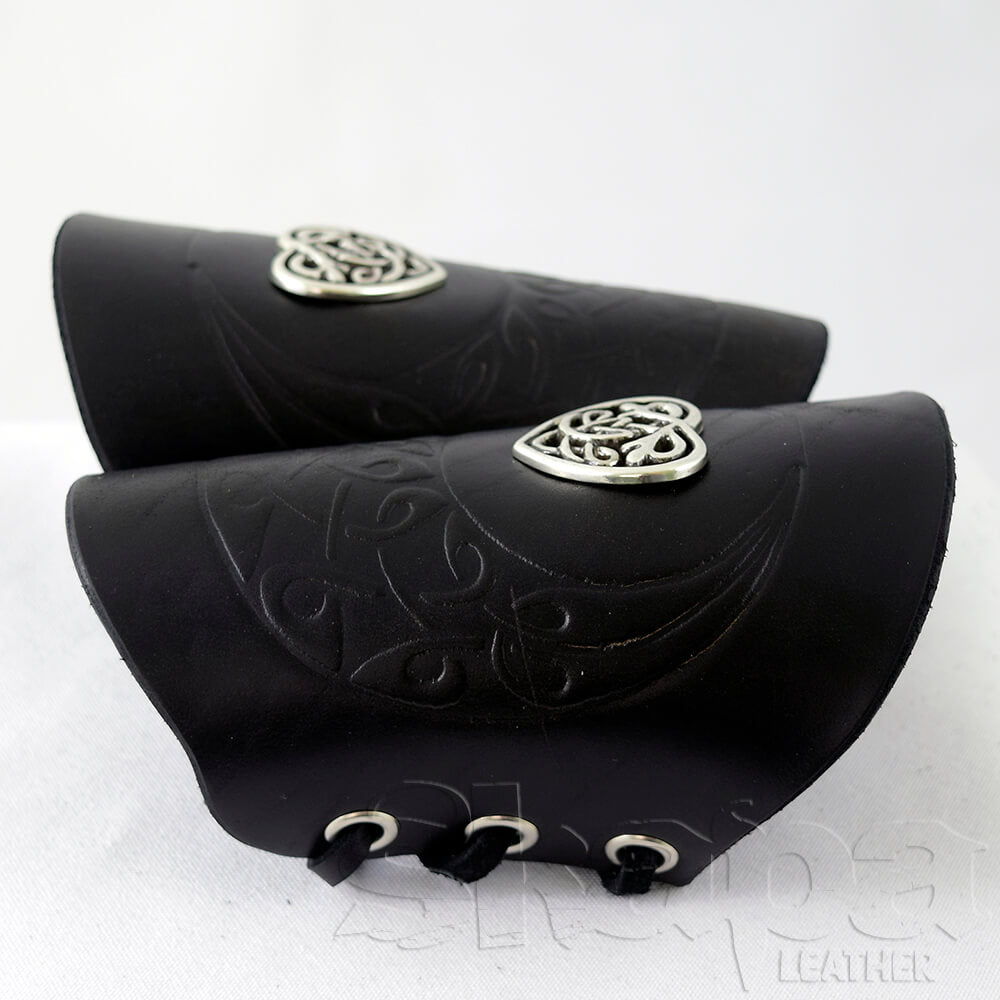 Medieval Ladies Leather Cuff | Countess’s Celtic Heart Bracer in Black ...